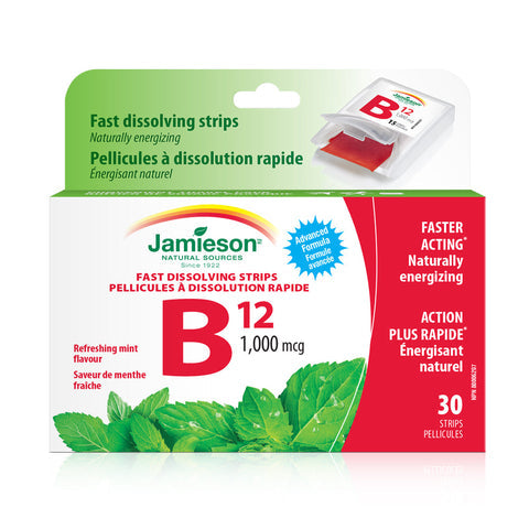 Jamieson Vitamin B12 (Methylcobalamin) 1000mcg, 30 Dissolving Strips ...