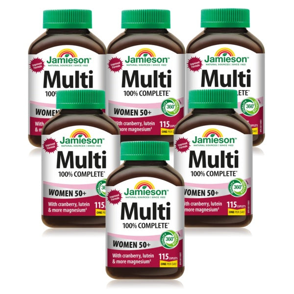 6 x Jamieson 100% Complete Multivitamin Women's 50+, 115 caplets Bundl ...