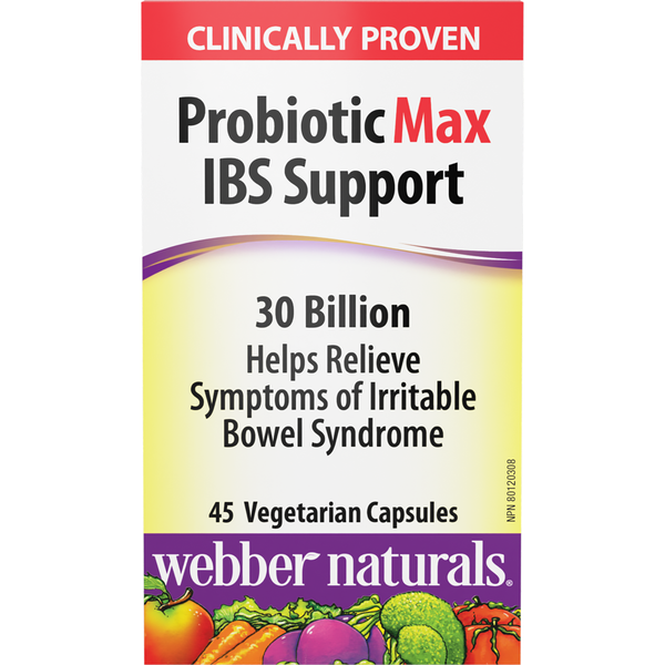 Webber Naturals Probiotic Max IBS Support 30 Billion,t, 45 Vegetarian ...