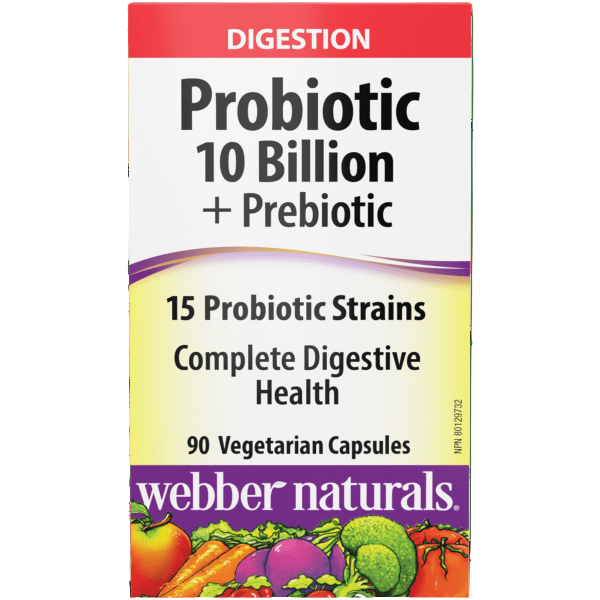 Webber Naturals Probiotic 10 Billion + Prebiotic, 90 Vcapsules ...
