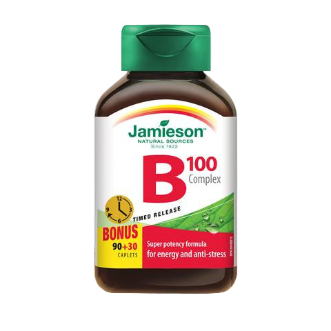 Jamieson B-Complex 100mg, Time Release, 90+30 tabs – Natural Vitamin ...